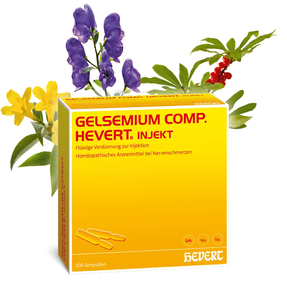 Gelsemium comp. Hevert injekt bei Nervenschmerzen - 100 Ampullen